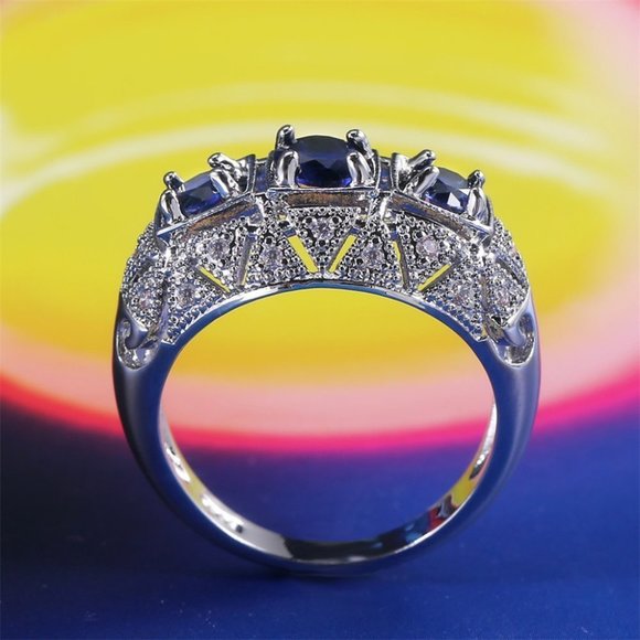 Jewelry | Royal Blue Zircon Anillos Vintage Luxury Vintage Rings For ...